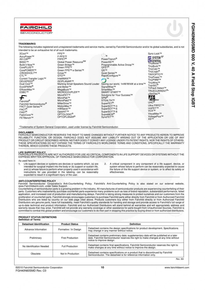FGH40N60SMD datasheet page 10