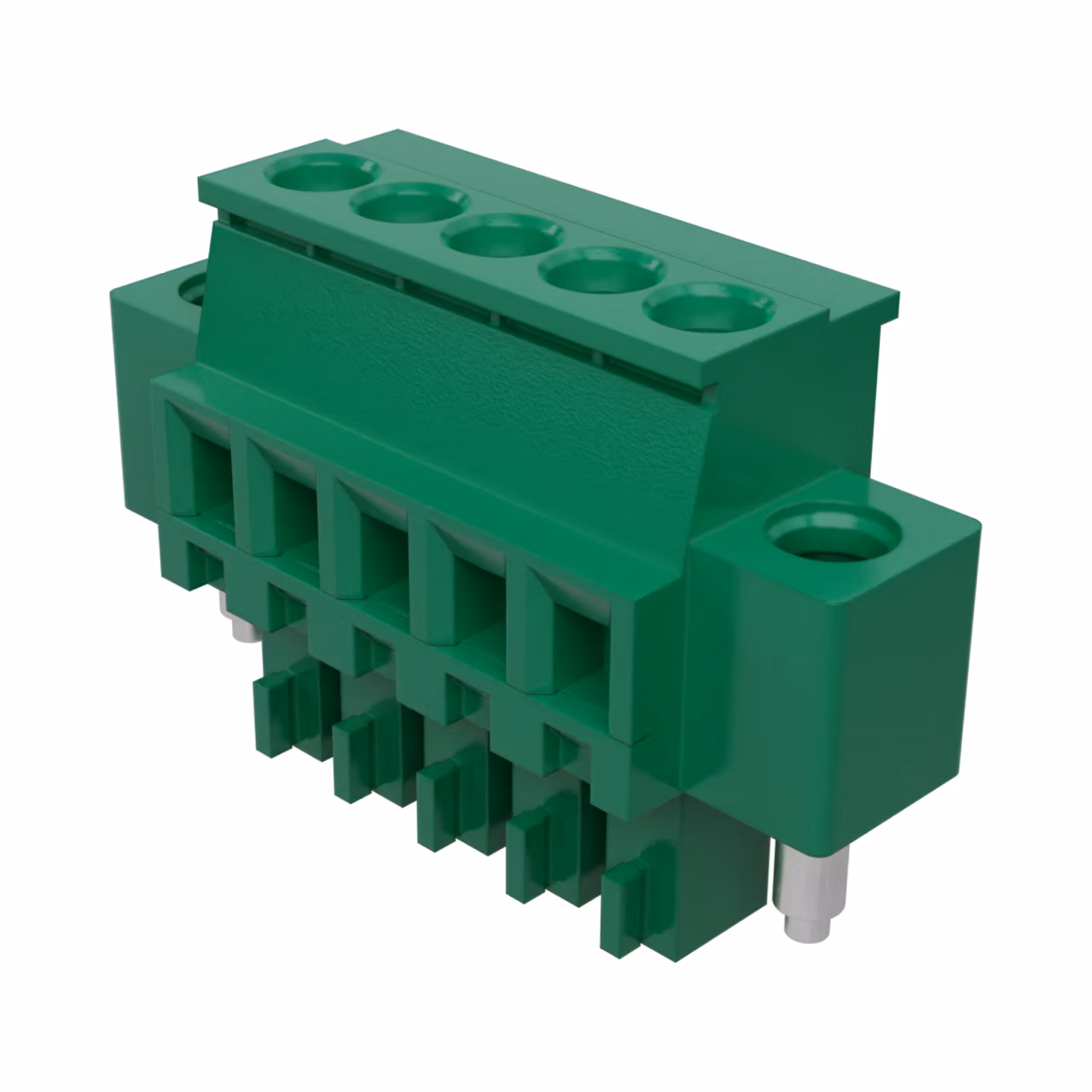 3.81mm Pitch Eurostyle Vertical Plug, with Retention Screws and Standard  Imprinting, Front Wire Entry, Green Housing, 5 Circuits for sale