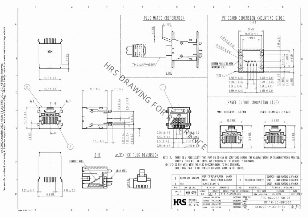 HRS TM11R-3C-88(50) technical drawing