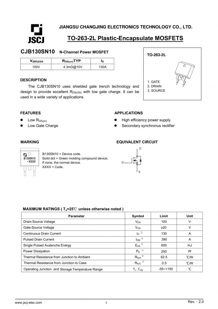 CJB130SN10 datasheet page 1