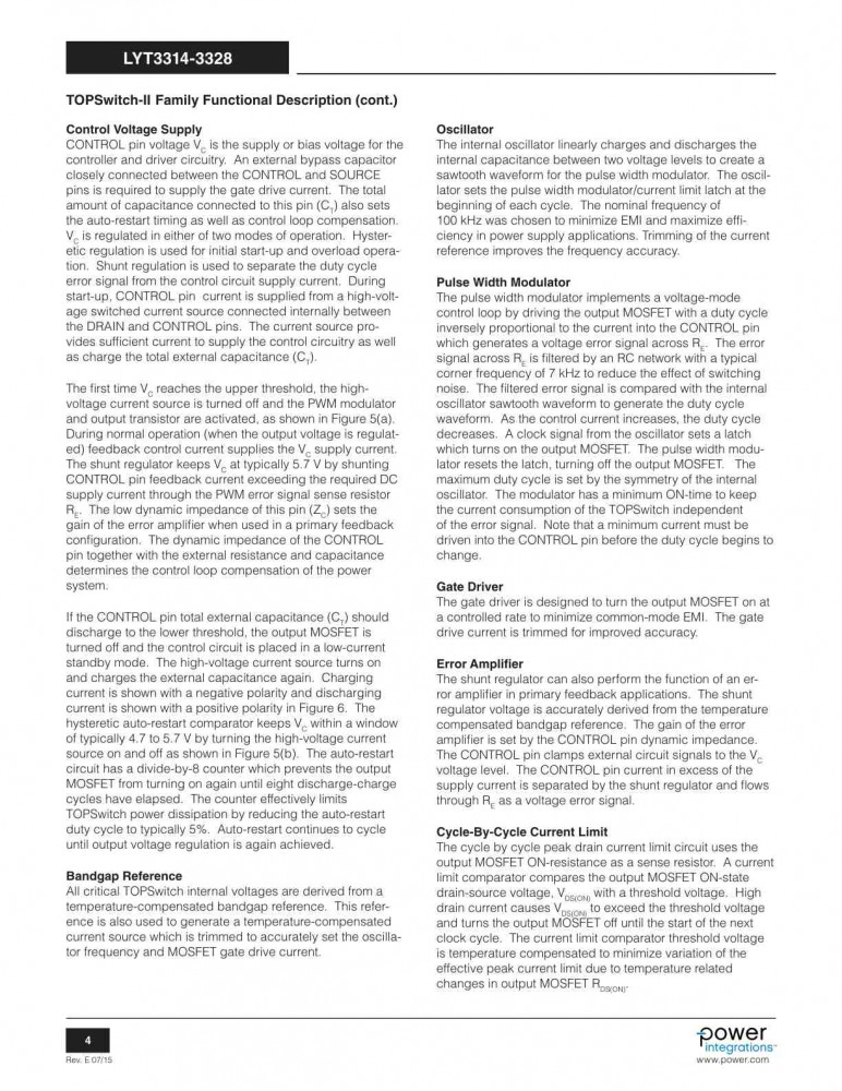 TOPSwitch-II datasheet page 4