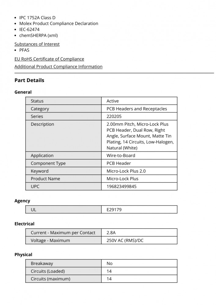 MOLEX 2202051470 technical document page 2