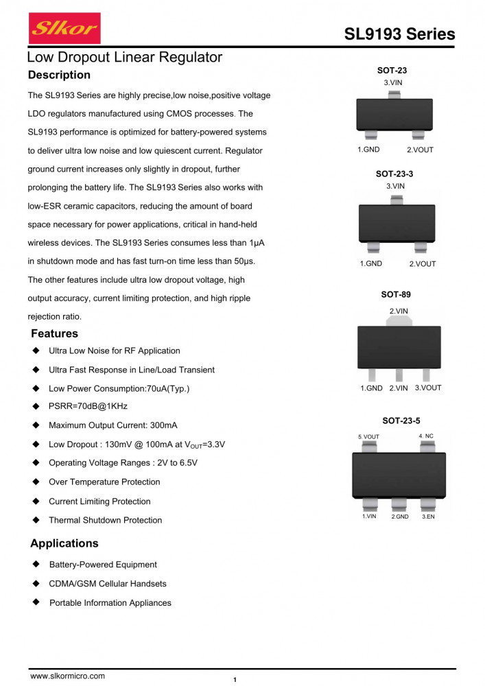 SL9193 datasheet page 1