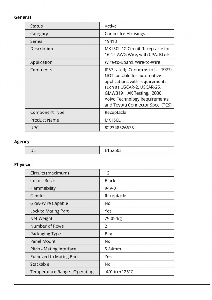 Technical document image 2 for MOLEX 194180027