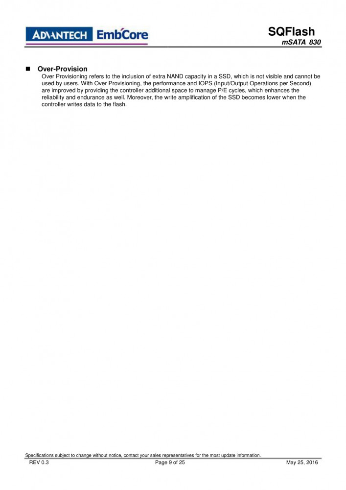 SQFlash 830 datasheet page 9