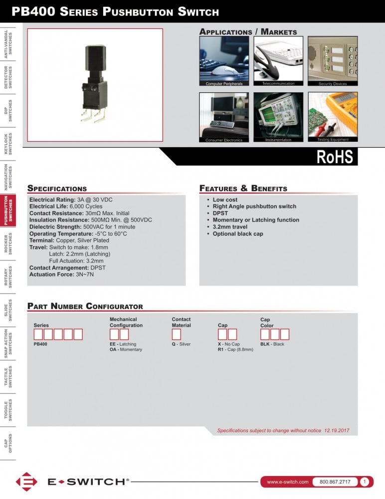 PB400 series datasheet page 1