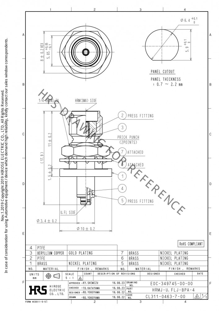 HRS HRMJ-U.FLJ-BPA-4 technical drawing