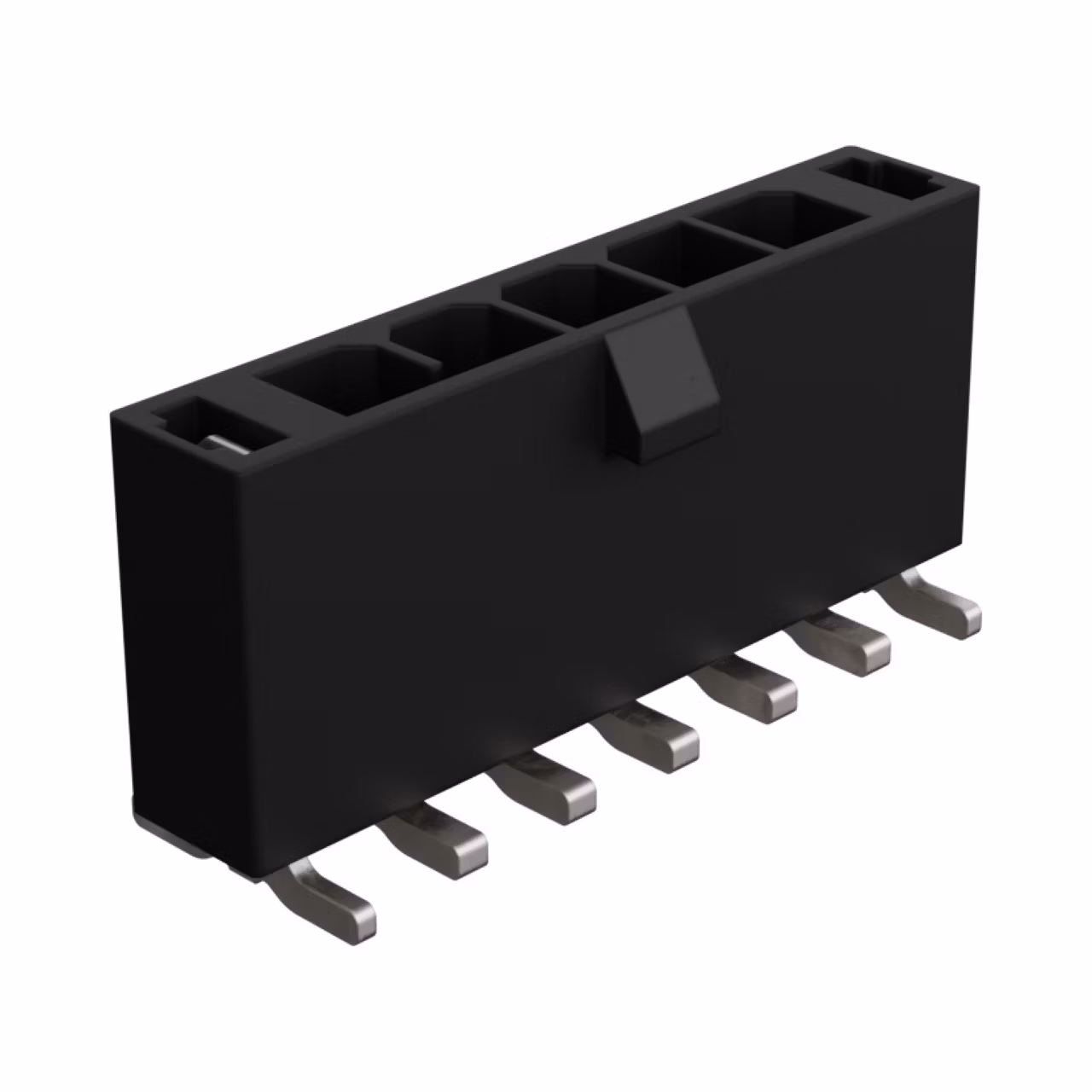 Mini-Fit Max Vertical Header, Single Row, Surface Mount, 5 Circuits, Matte Tin (Sn) Plating, Black, Glow-Wire Capable, with Pick-and-Place Tape, Tape and Reel for sale