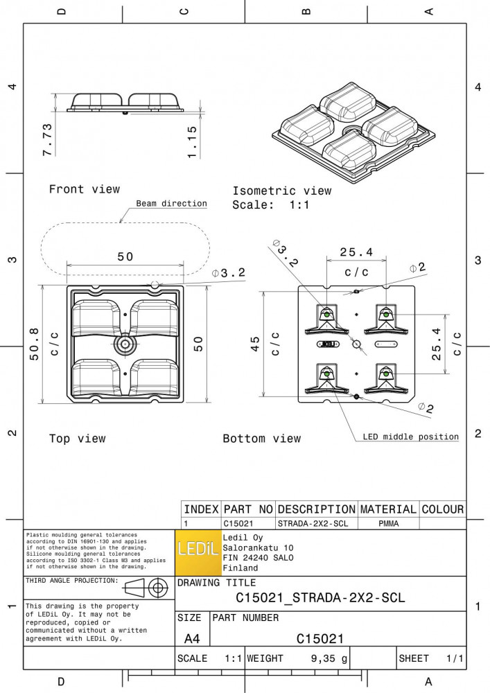 LEDiL STRADA-2X2-SCL C15021 product drawing