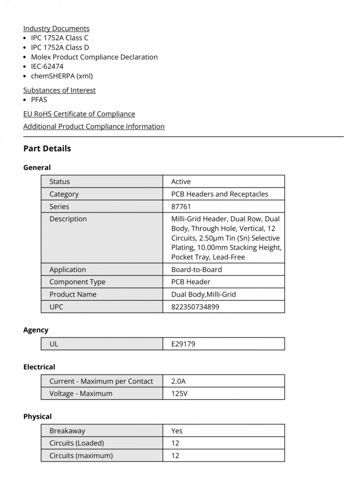 MOLEX 877610012 technical document page 2