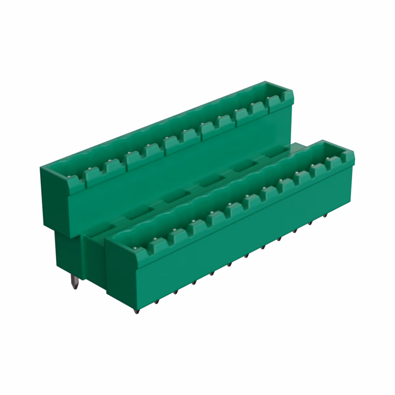 5.00mm Pitch Eurostyle Vertical Dual Level PCB Header, Closed Ends, Green Housing, 24 Circuits for sale