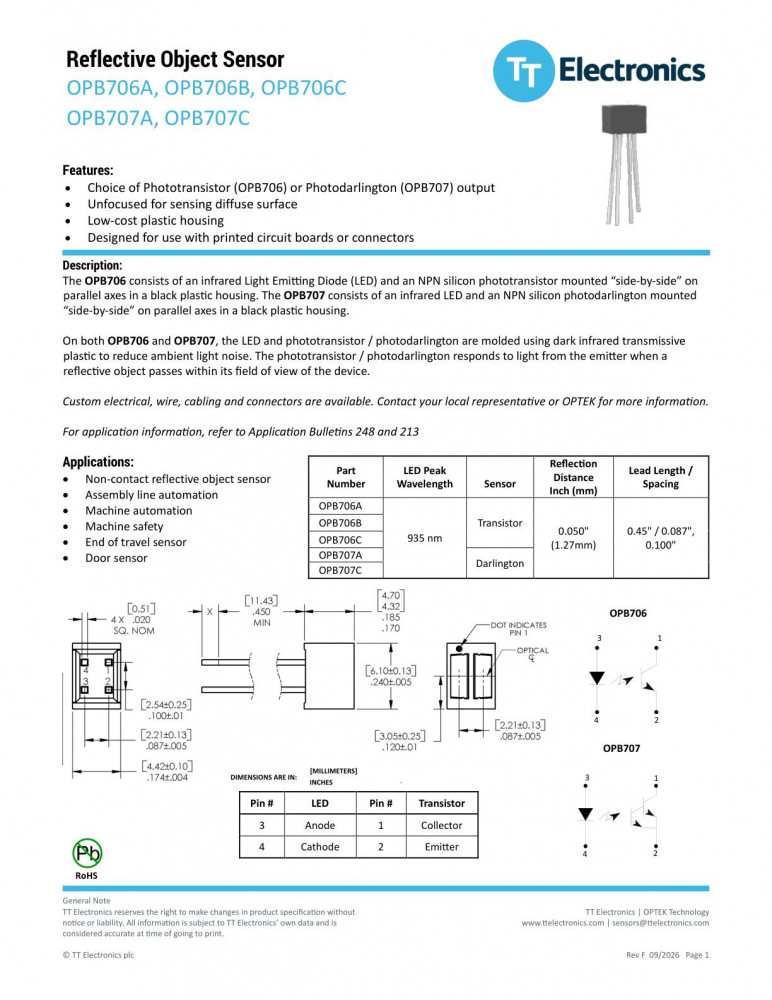 OPB706A datasheet page 1 preview