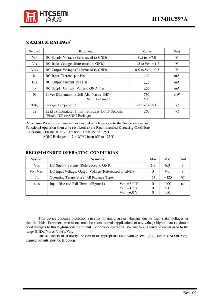 HT74HC597ARTZ technical document page 2