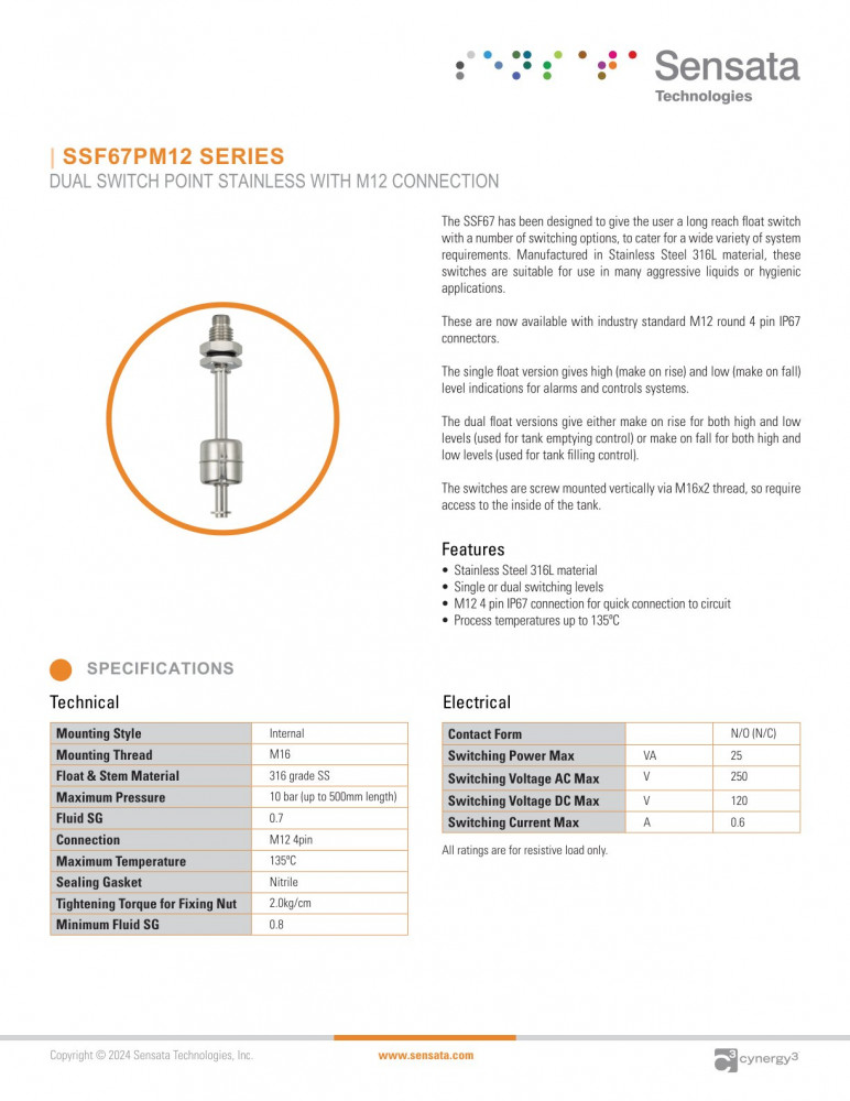 SSF67PM12 series technical document, page 1