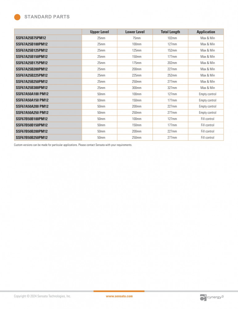 SSF67PM12 series technical document, page 2