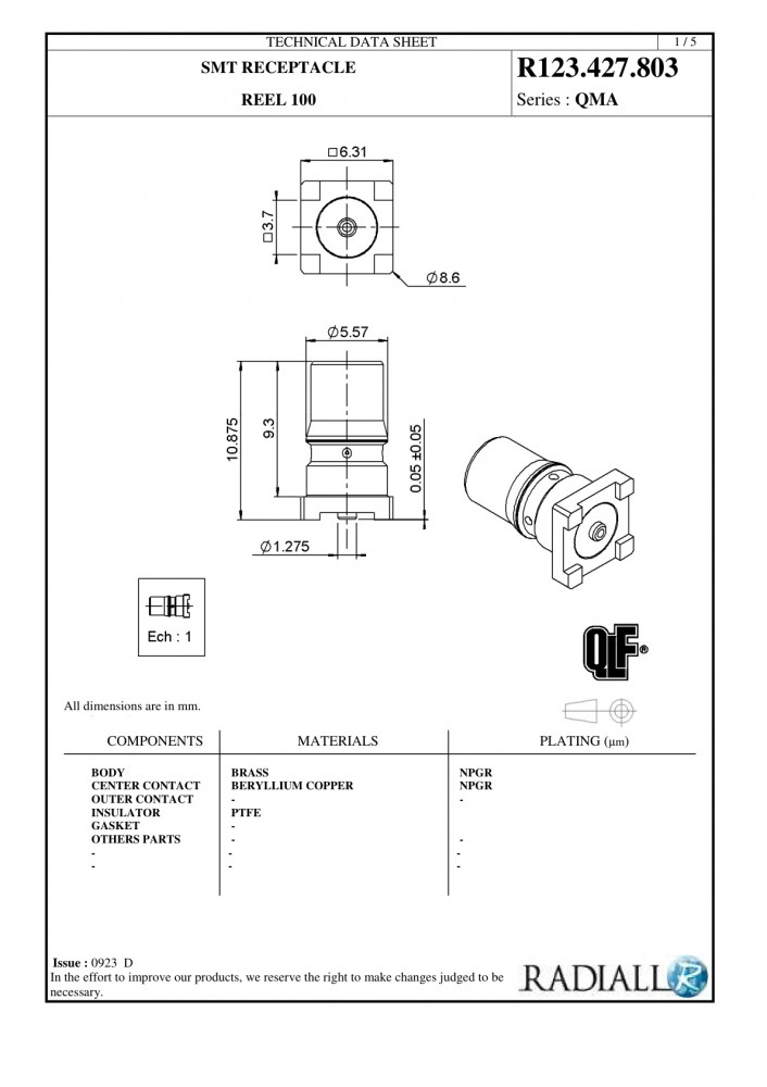 Radiall R123427803 technical document page 1