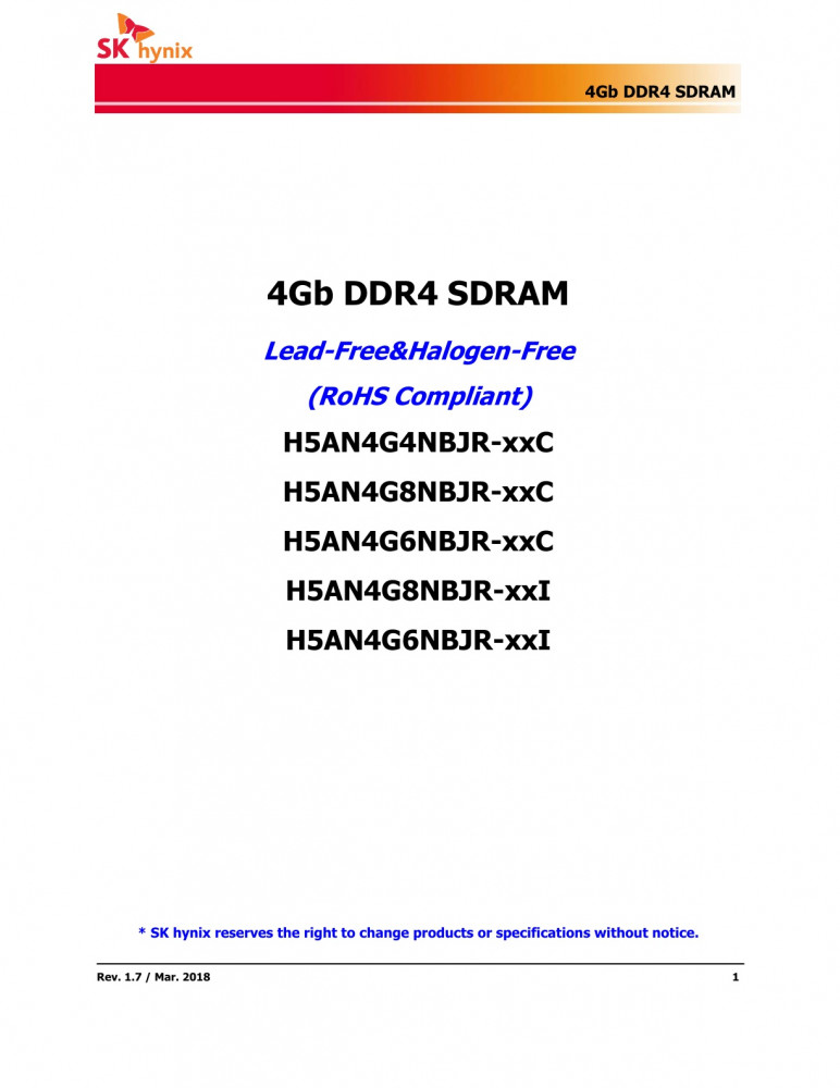 H5AN4G6NBJR-VKC datasheet page 1