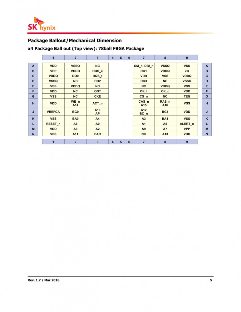 H5AN4G6NBJR-VKC datasheet page 5