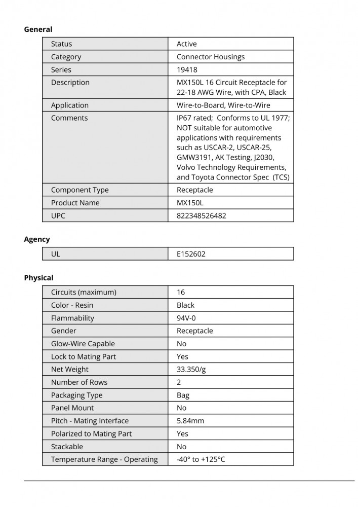 Technical document image 2 for MOLEX 194180029