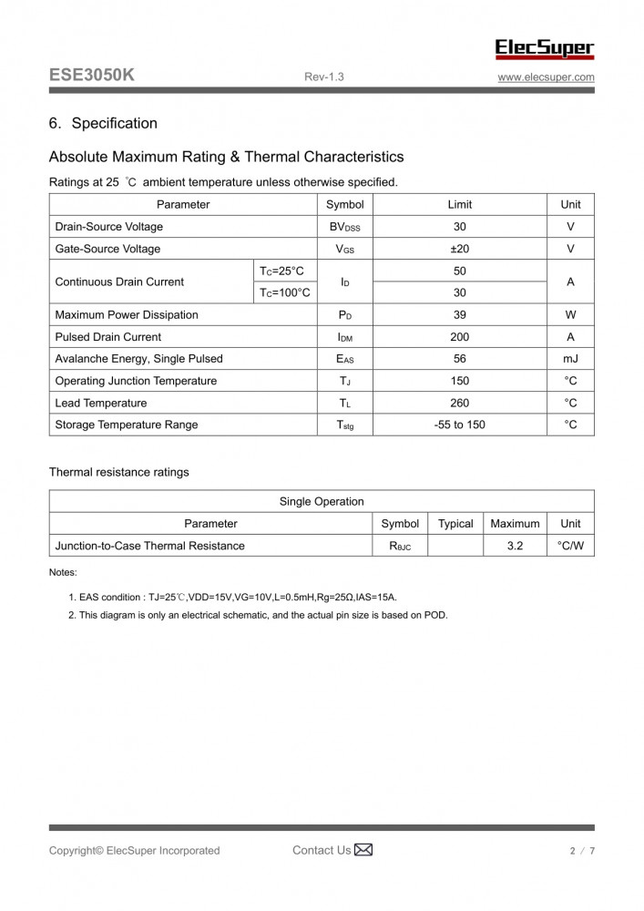 ESE3050K datasheet page 2