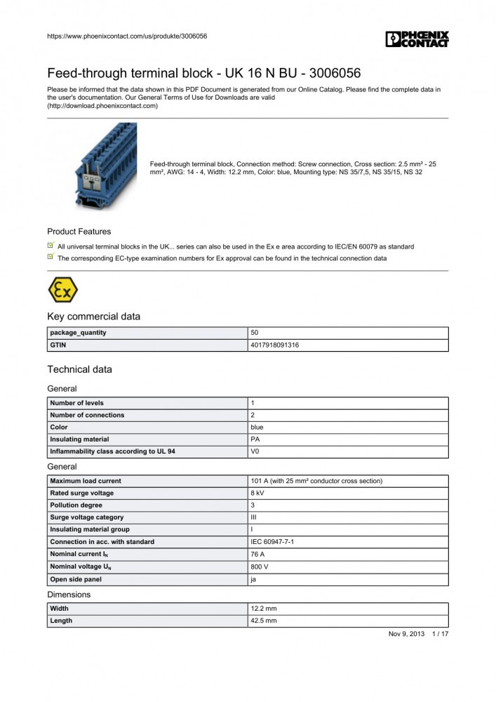 UK 16 N BU 3006056 technical document page 1