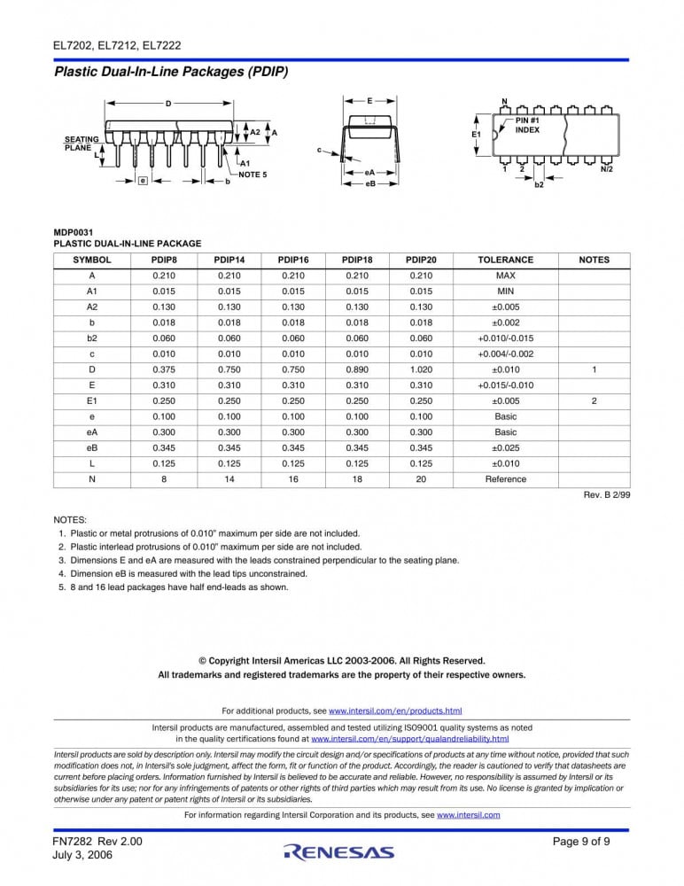 EL7202 family datasheet page 9