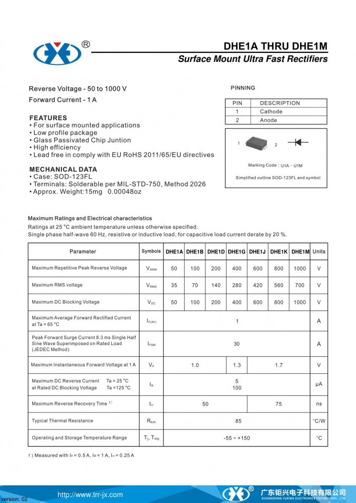 JUXING DHE1G datasheet page 1