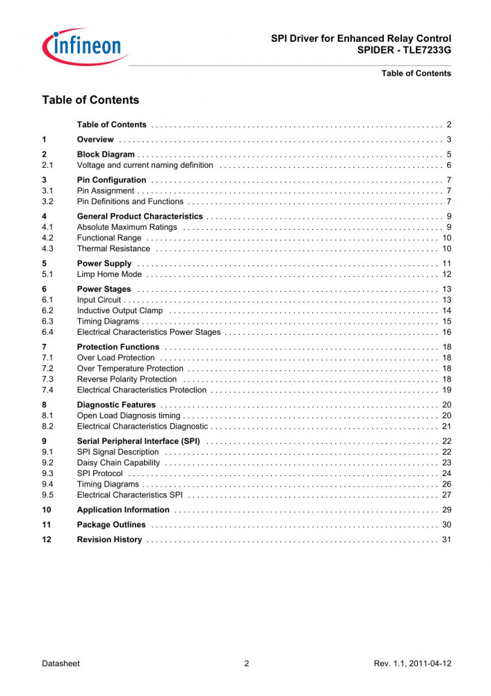 TLE7233G technical document page 2