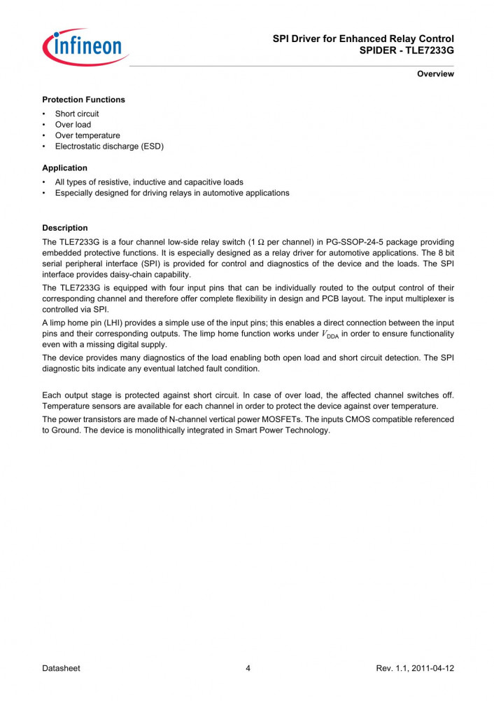 TLE7233G technical document page 4