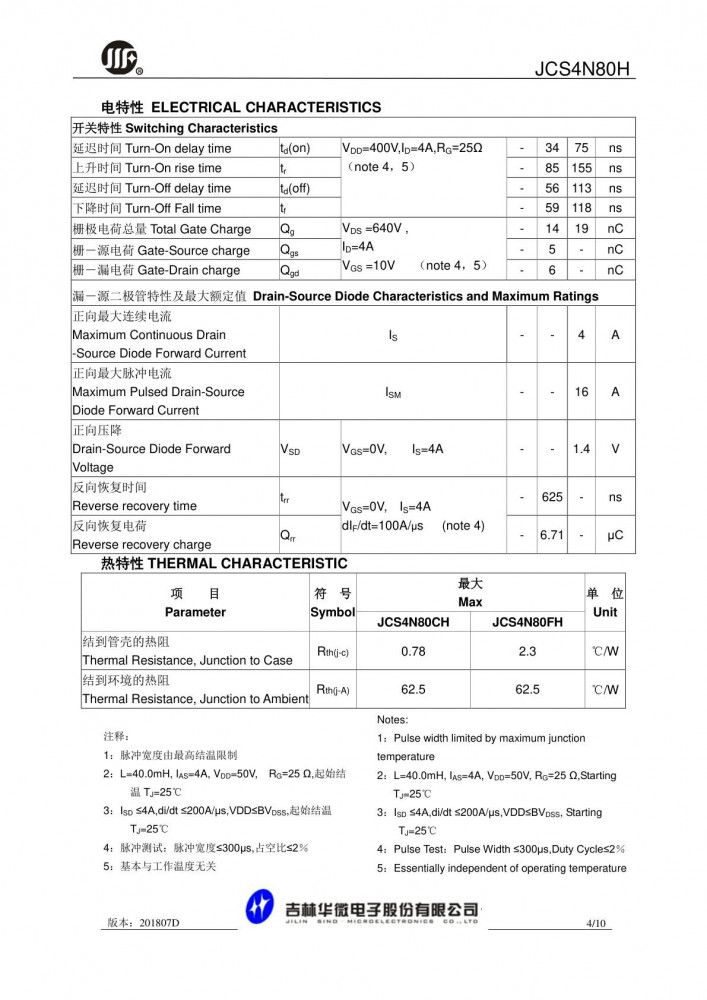 JCS4N80FH datasheet page 4