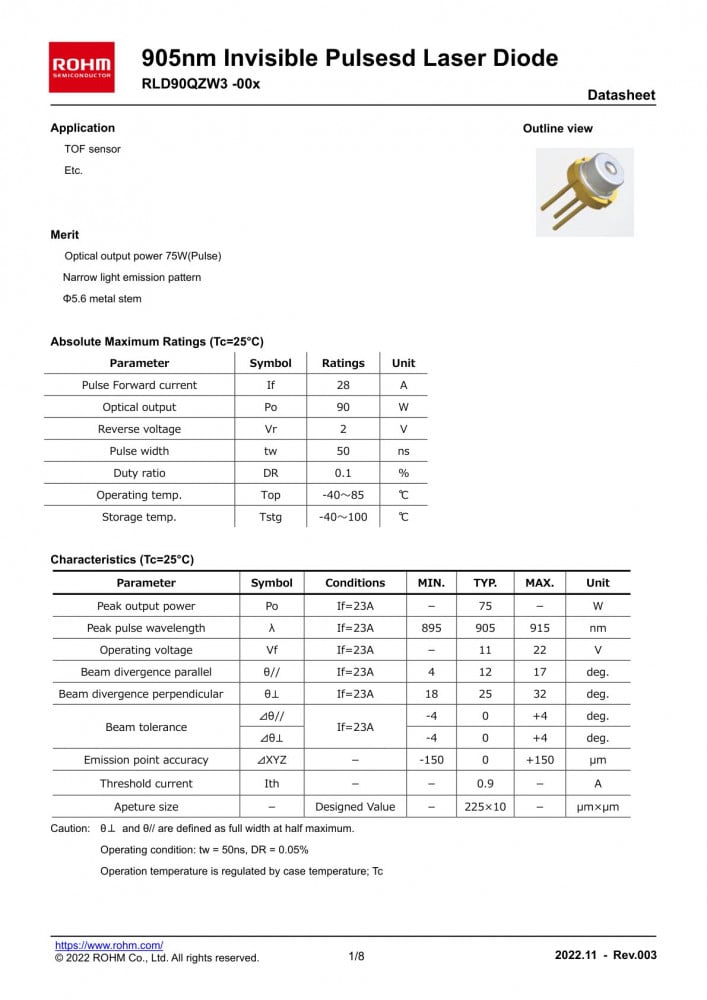 RLD90QZW3-00A technical document page 1