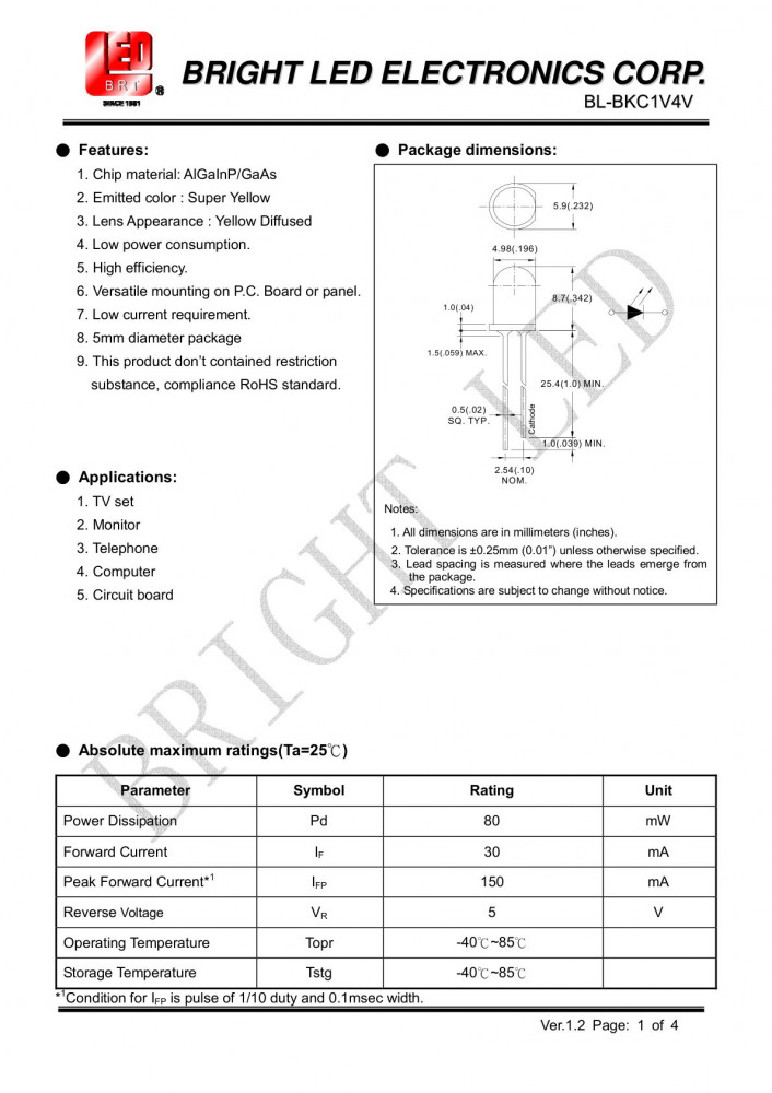 BL-BKC1V4V datasheet page 1
