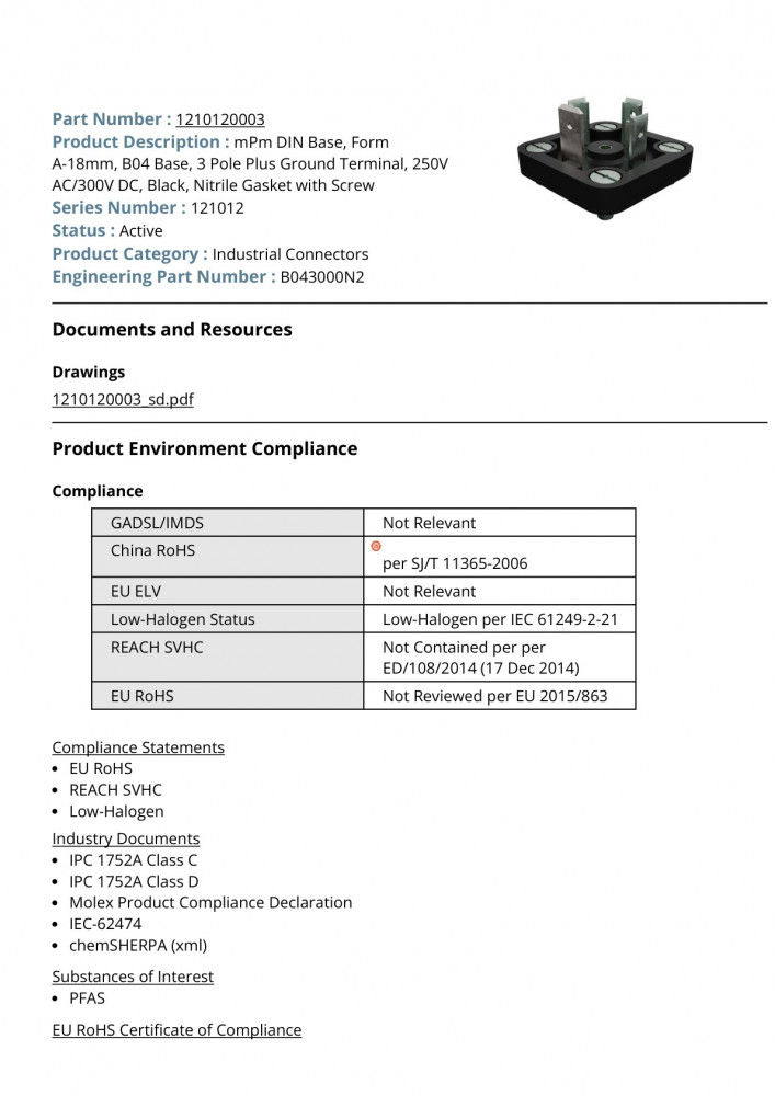 MOLEX B04 Series product configuration drawing page 1