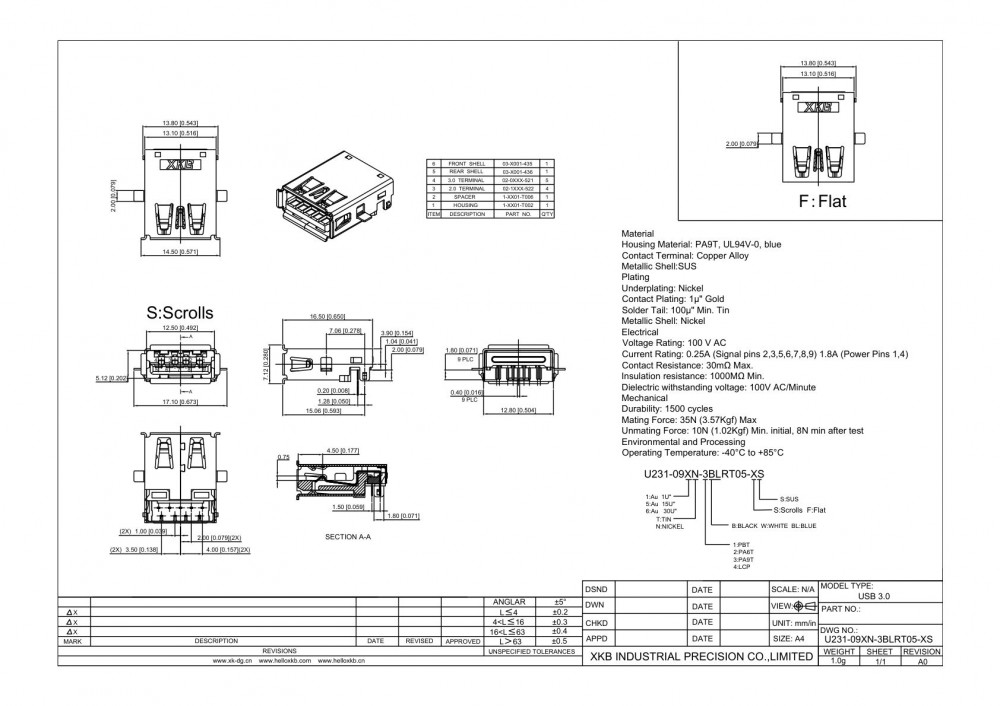 U231-091N-3BLRT05-SS technical drawing preview