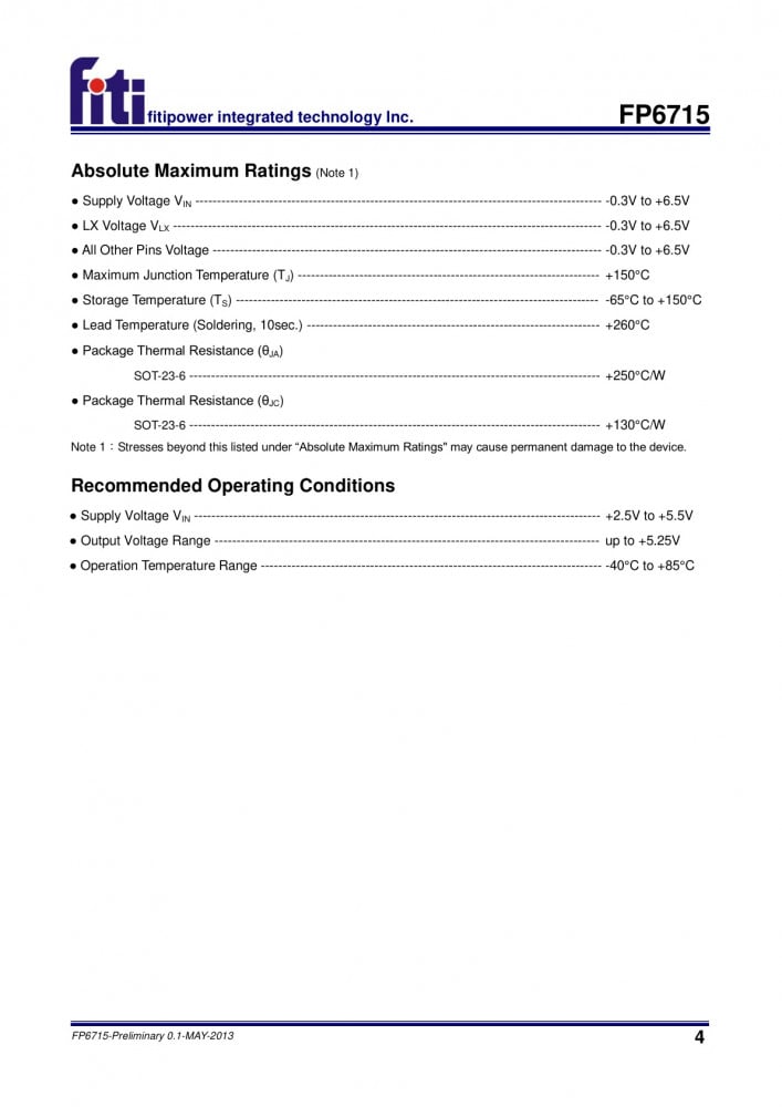 FP6715 datasheet page 4