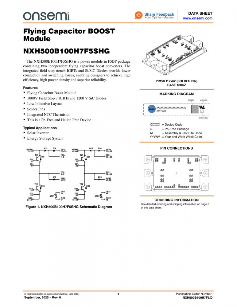 NXH500B100H7F5SHG datasheet preview, page 1