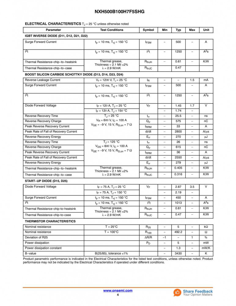 NXH500B100H7F5SHG datasheet preview, page 4
