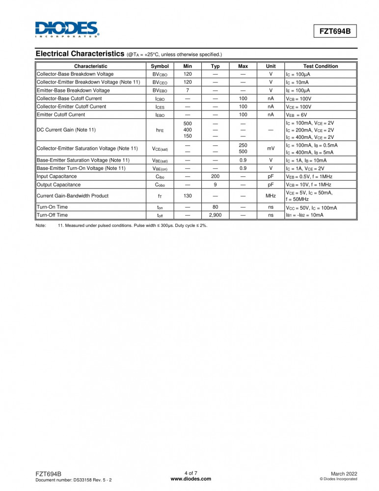 FZT694BTA datasheet page 4