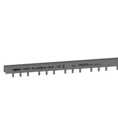Supply busbar - Prong-type 1P+N universal 1m - Max 57 devices connected - 63A rated current - 400V max operating voltage