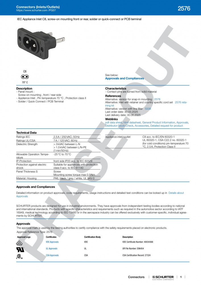SCHURTER 6160.0123 technical document page 1