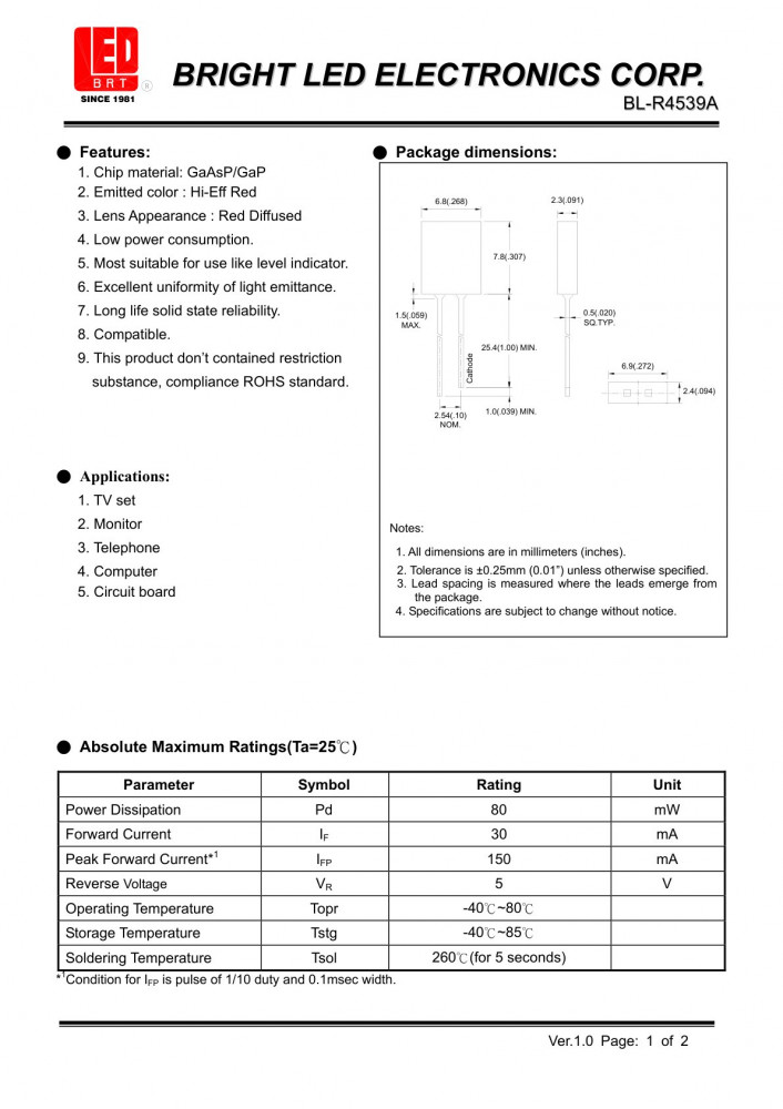 BL-R4539A technical document, page 1