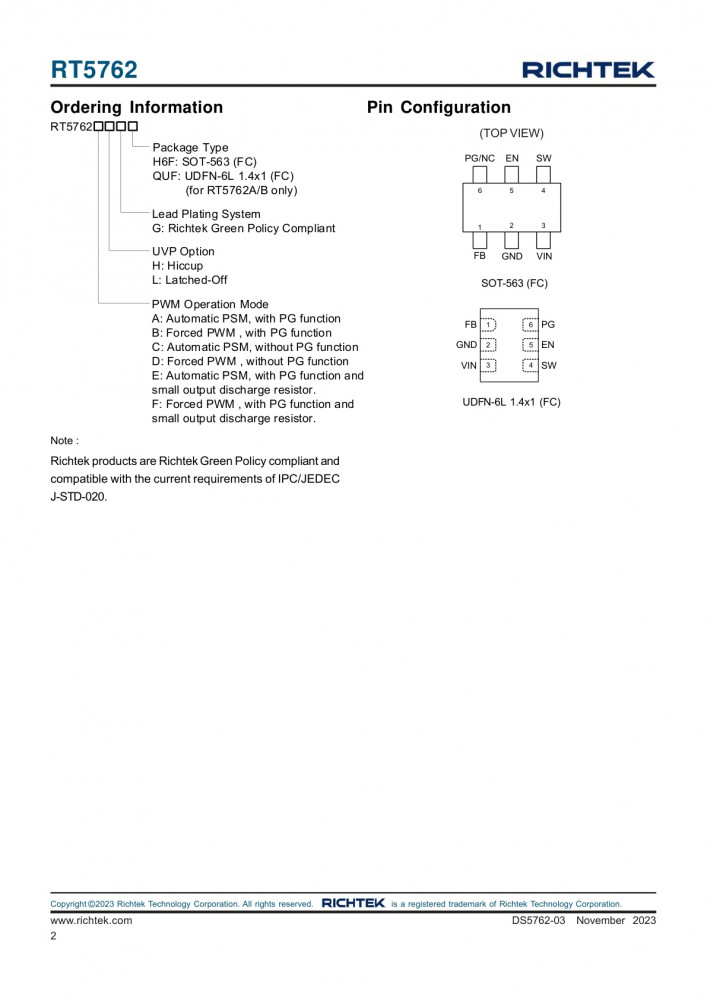 RT5762 datasheet page 2