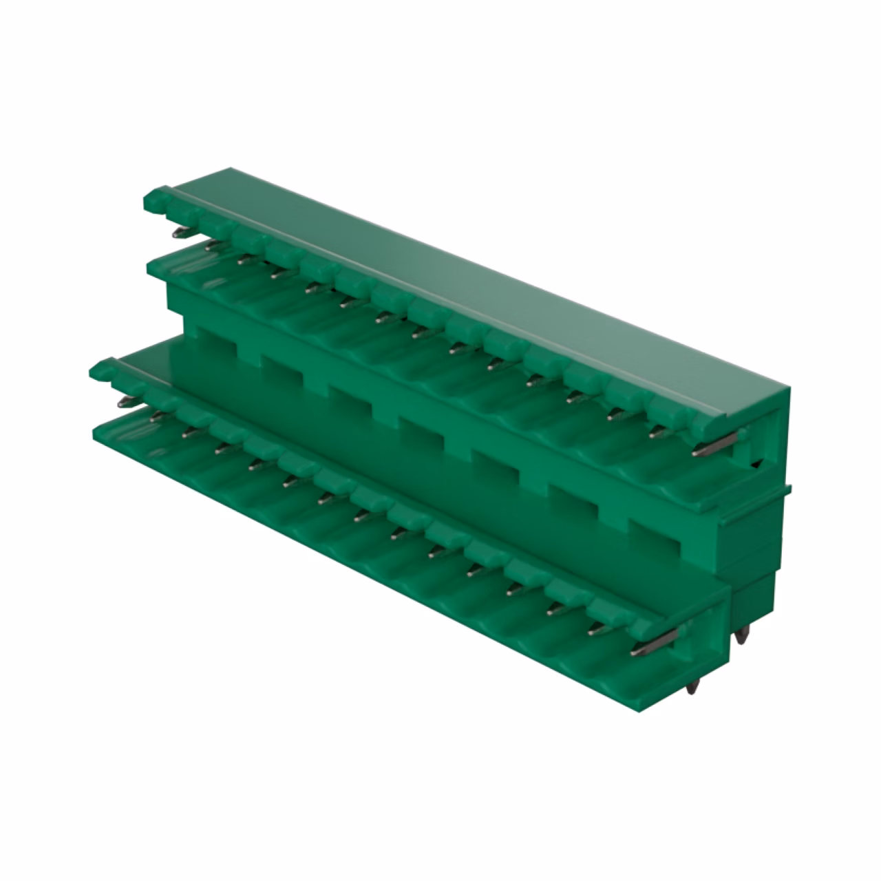 5.00mm Pitch Eurostyle Horizontal Dual Level PCB Header, Open Ends, Green Housing, 30 Circuits for sale