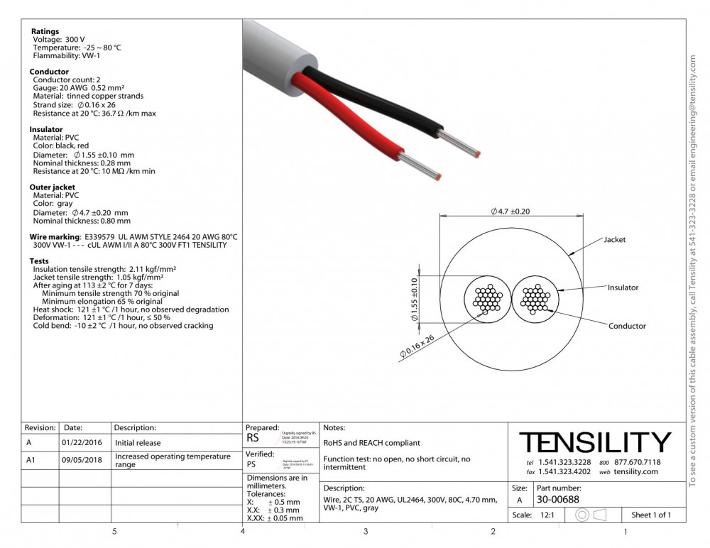 Tensility International 30-00688 product specification and drawing