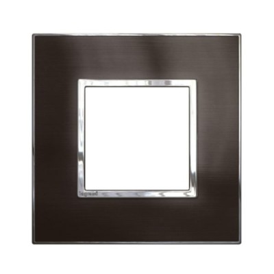 Arteor - British standard square plate 2 modules 1 gang - Brushed stainless steel - Black glossy finish - Flush-mounted installation for sale