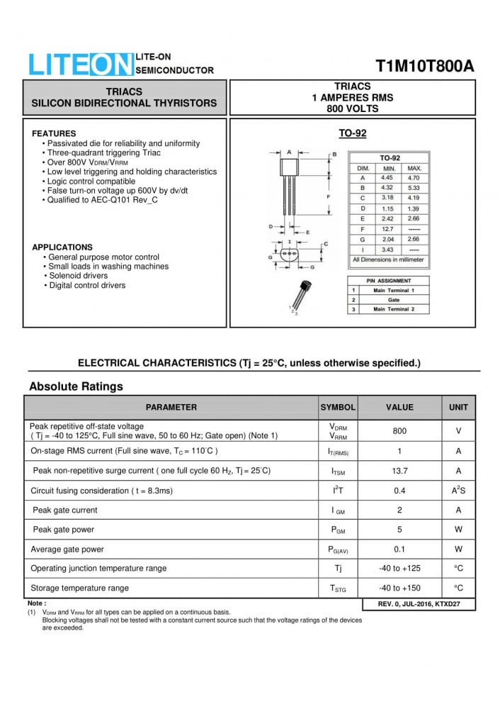 T1M10T800A datasheet page 1