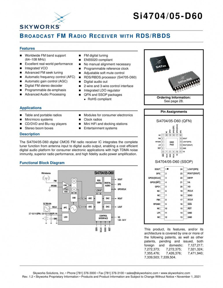 SI4704-D60-GM technical document preview, page 1