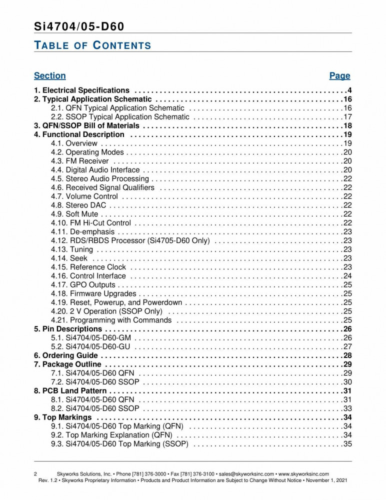 SI4704-D60-GM technical document preview, page 2