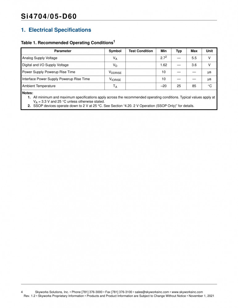SI4704-D60-GM technical document preview, page 4