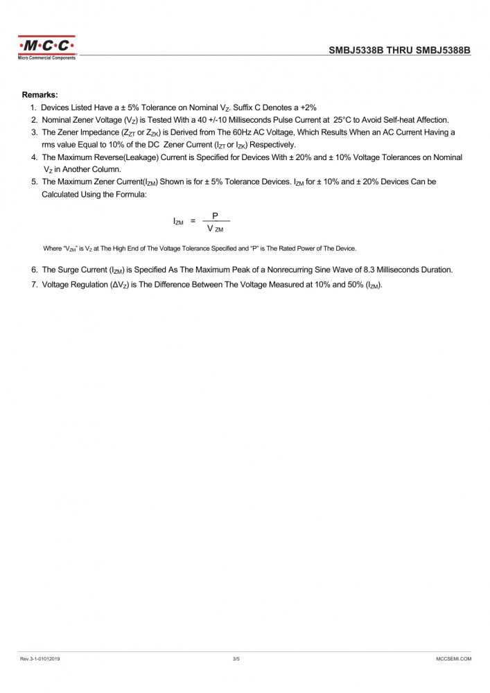 MCC SMBJ5342B-TP datasheet page 3